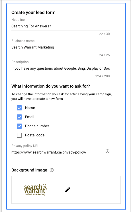 Google Tests New Google Ads Lead Extension | Search Warrant Online ...
